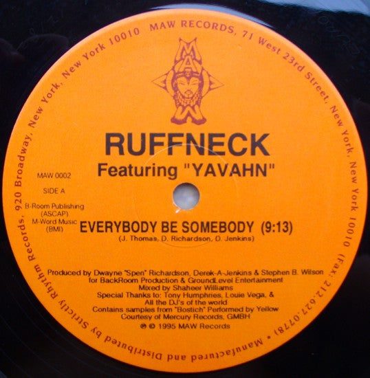 Ruffneck Feat. Yavahn - Everybody Be Somebody [CD Single] [Second Hand ...